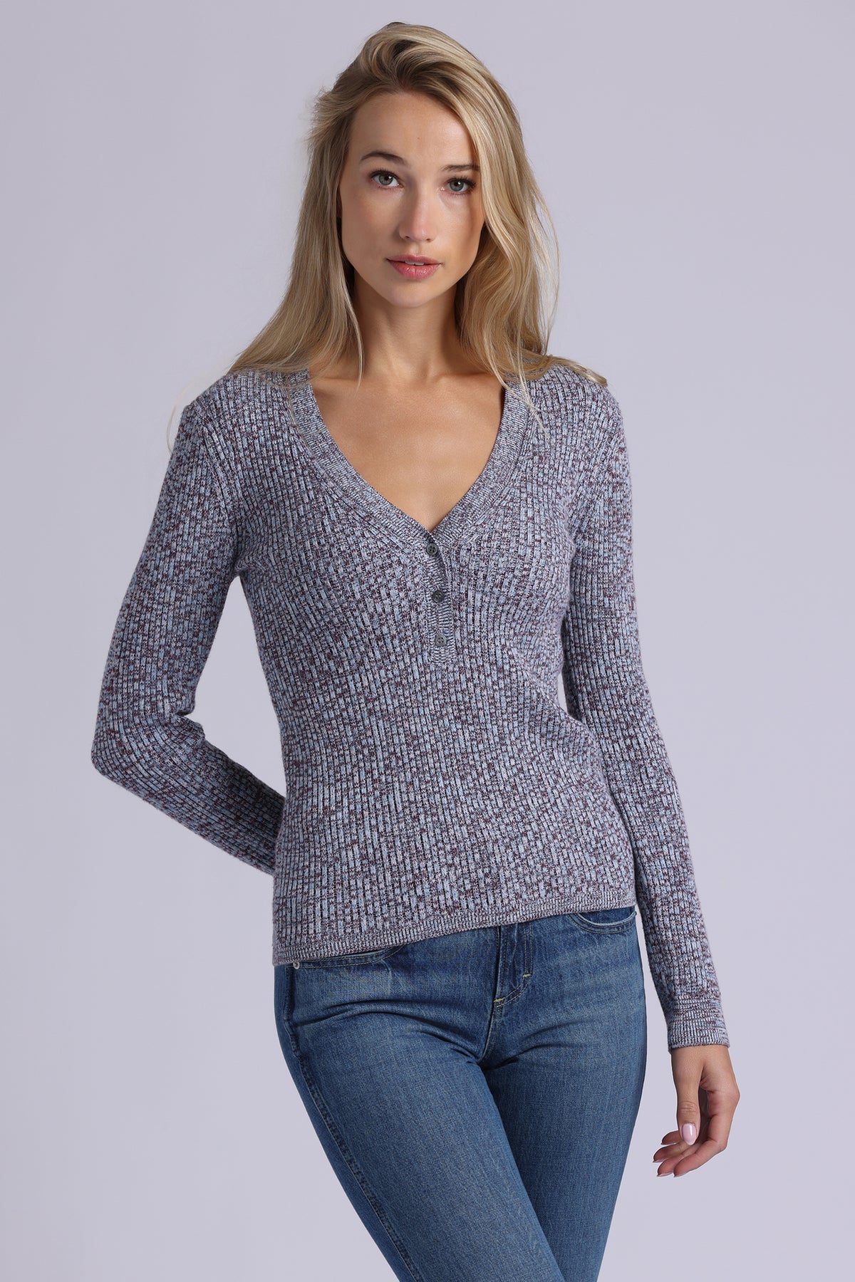 Supima Cotton Cashmere Rib Marled Henley – Minnie Rose